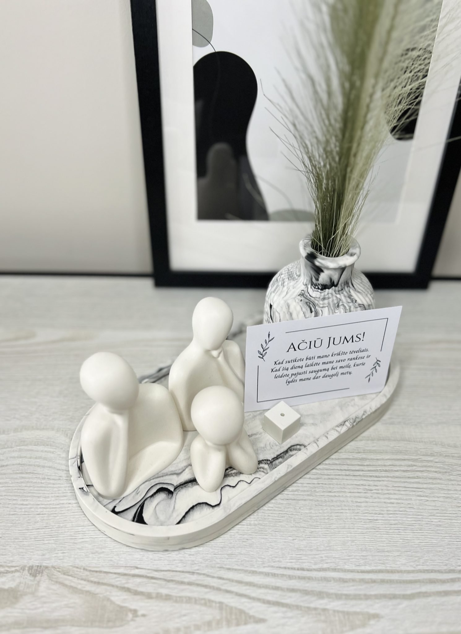 Padėka ir rankų darbo interjero dovanos Krikšto tėvams - Elegantiškai